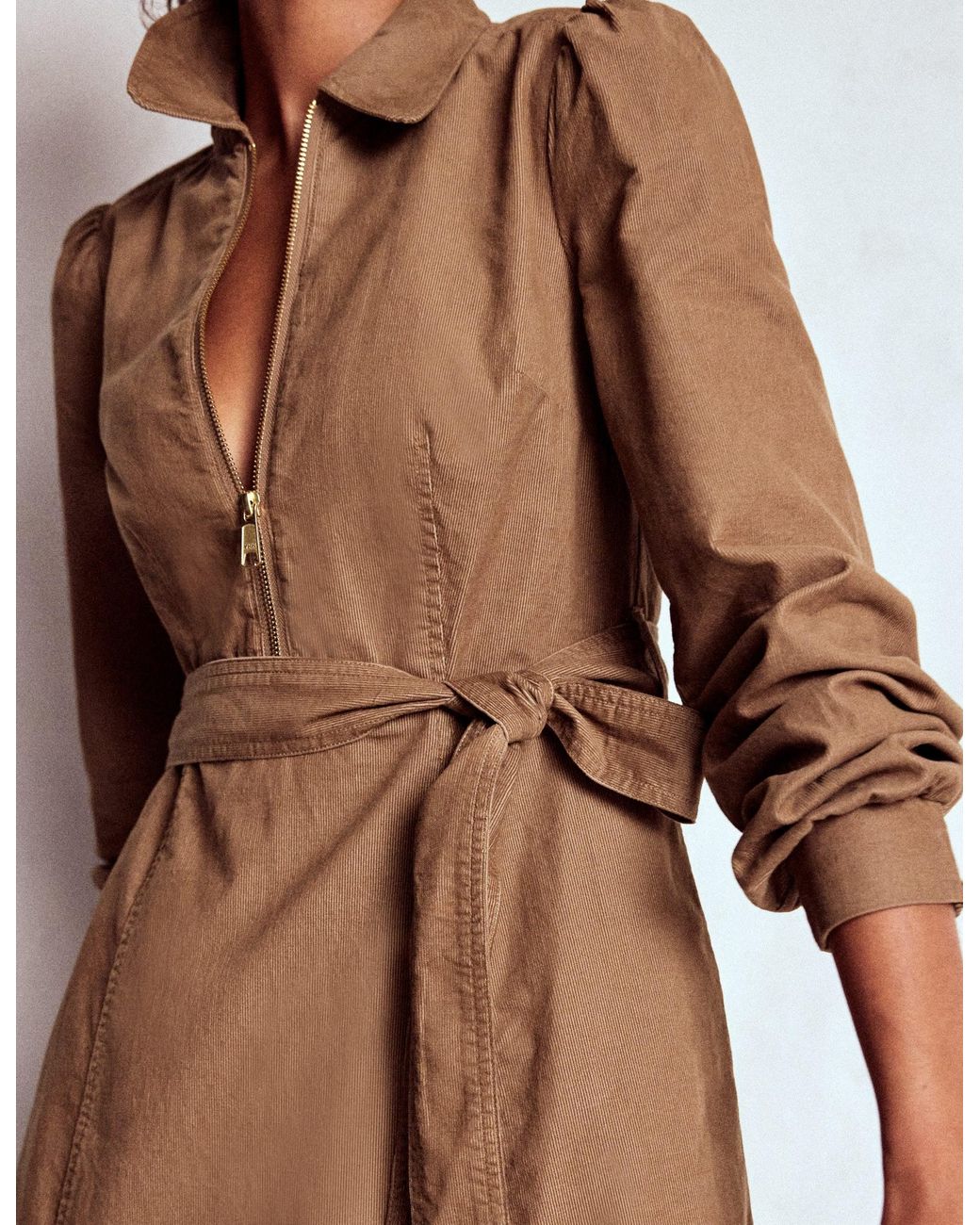 Boden Adelaide Zip Cord Midi Dress in Brown | Lyst