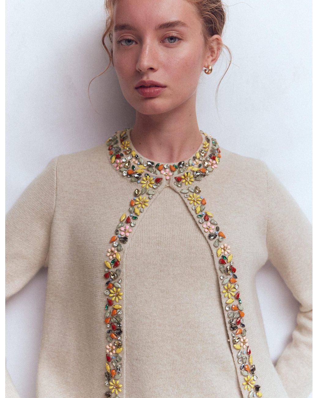 Boden Embellished Crop Cardigan in Black | Lyst
