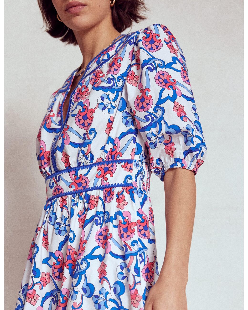 Boden Rhea Embroidered Midi Dress in Blue | Lyst