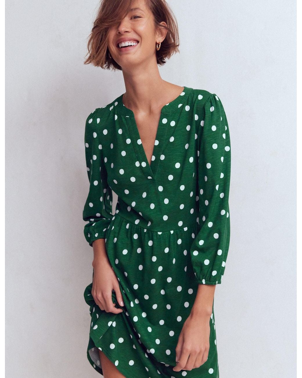 Boden Cathy Notch Neck Jersey Dress in Green | Lyst