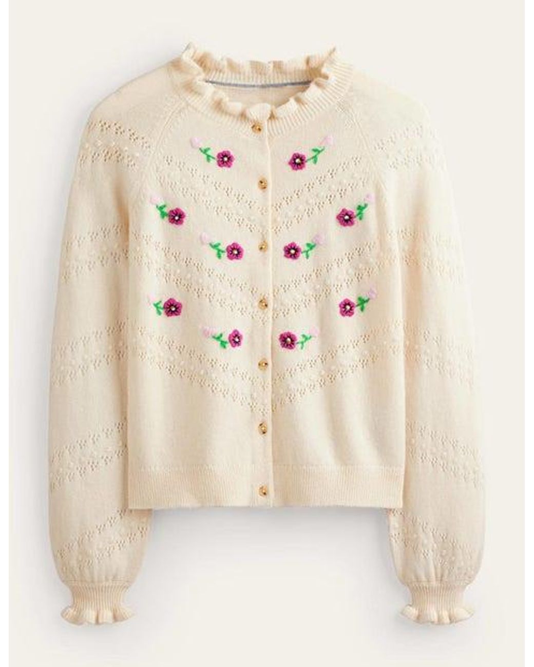 Boden Floral-Embroidered Cardigan in Natural | Lyst