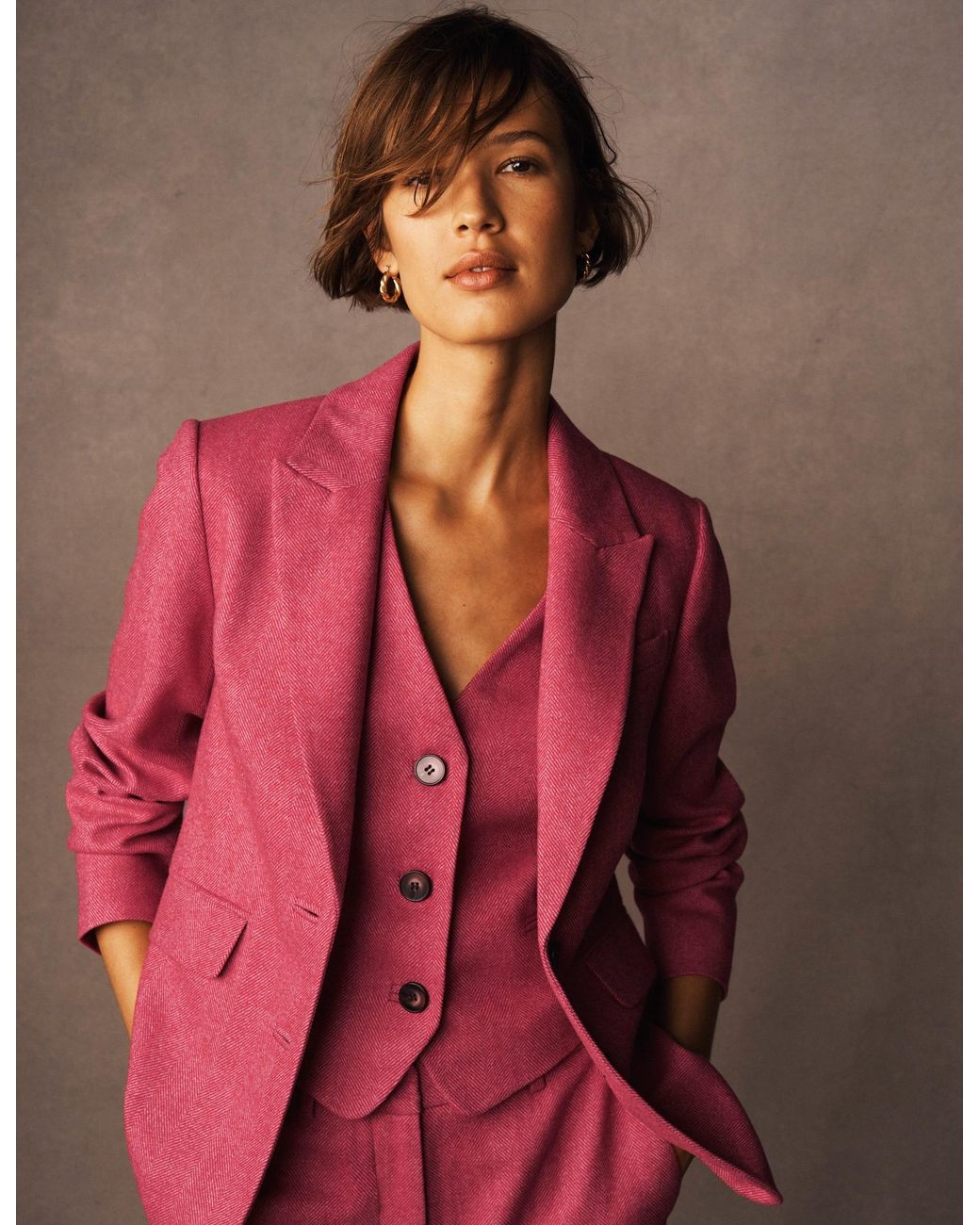 Boden Stamford Wool-Blend Blazer- And Wide Herringbone in Red | Lyst UK