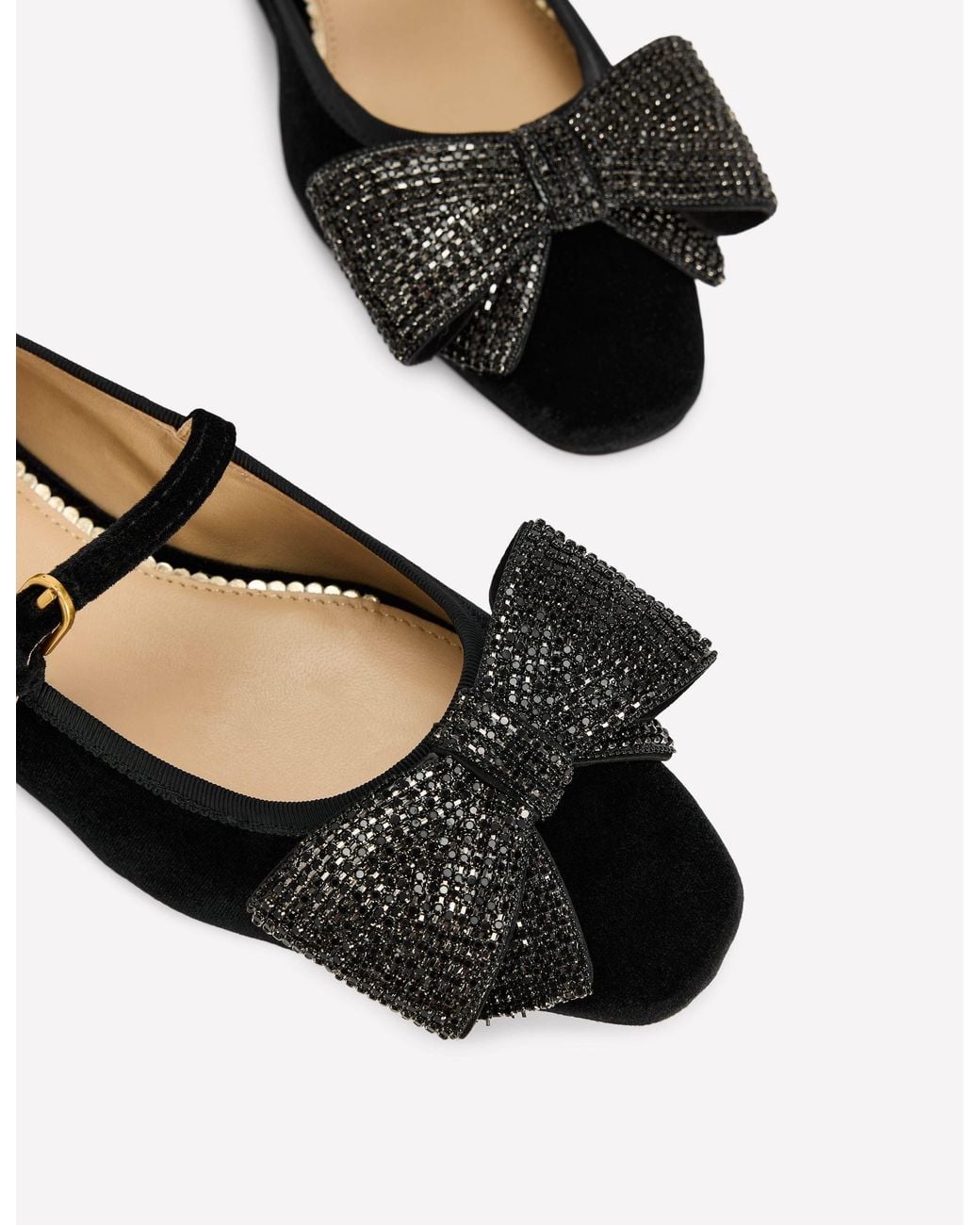 Boden Embellished Bow Mary Jane Flat in Black | Lyst UK