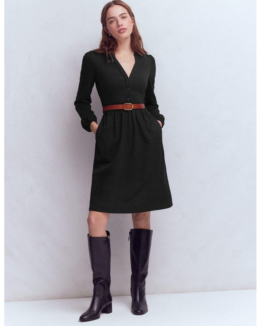 Boden Amy Short Jersey Dress in Black | Lyst UK