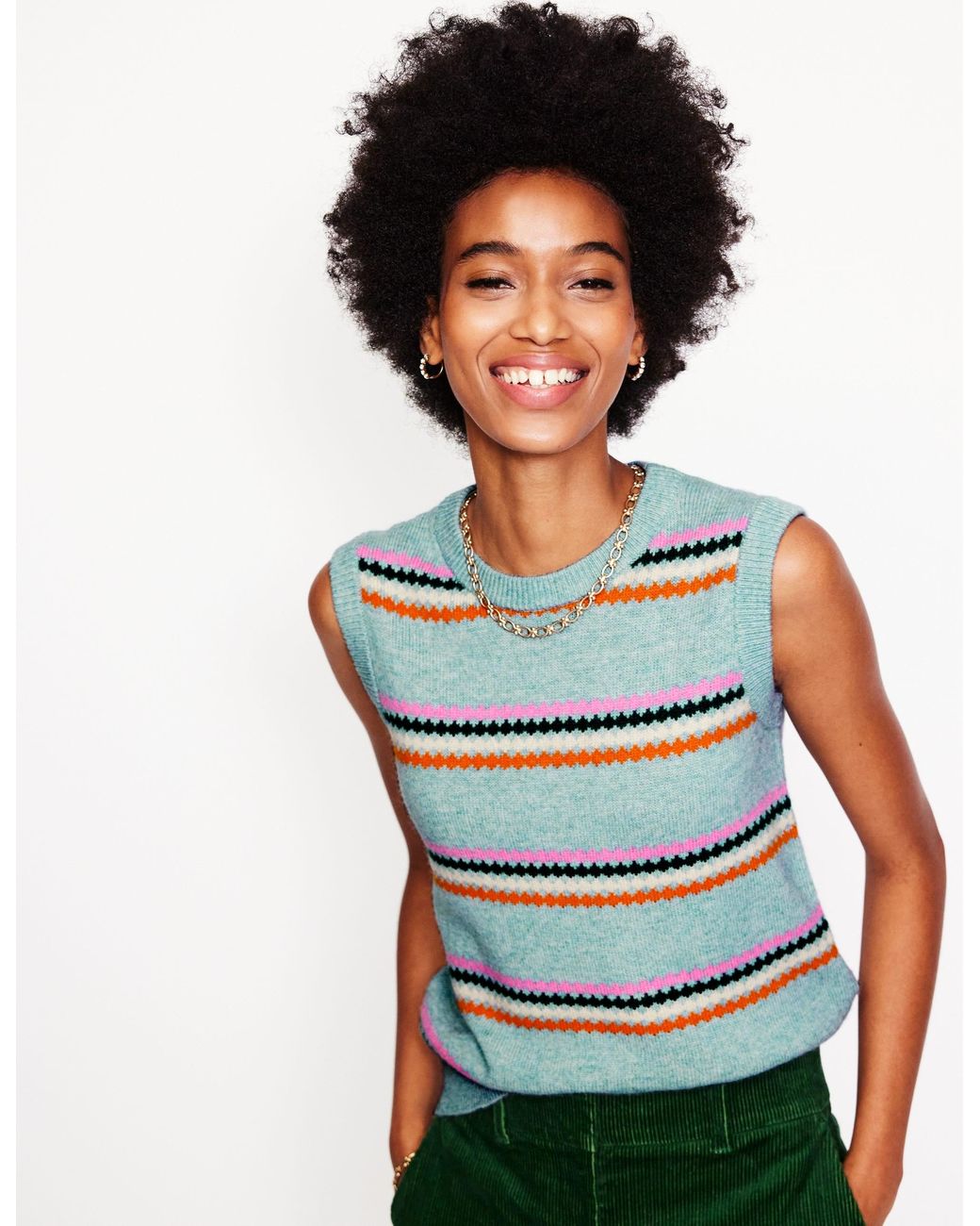 Boden Edie Fair Isle Tank in Blue | Lyst UK