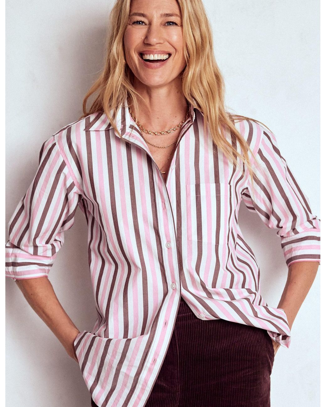 Boden Sadie Relaxed Cotton Shirt in Red | Lyst UK