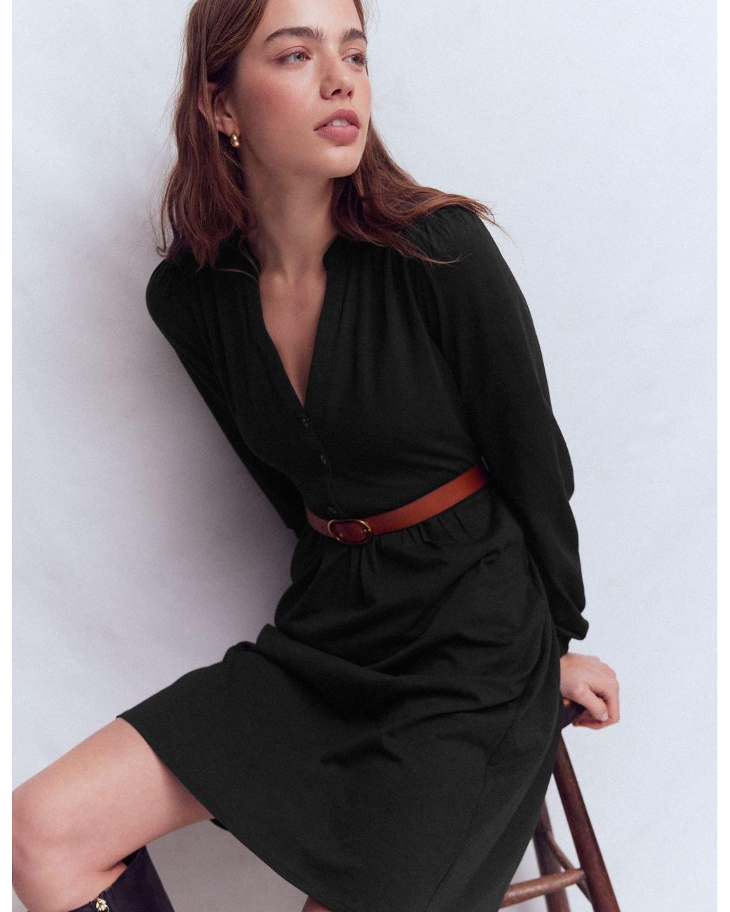 Boden Amy Short Jersey Dress in Black | Lyst UK