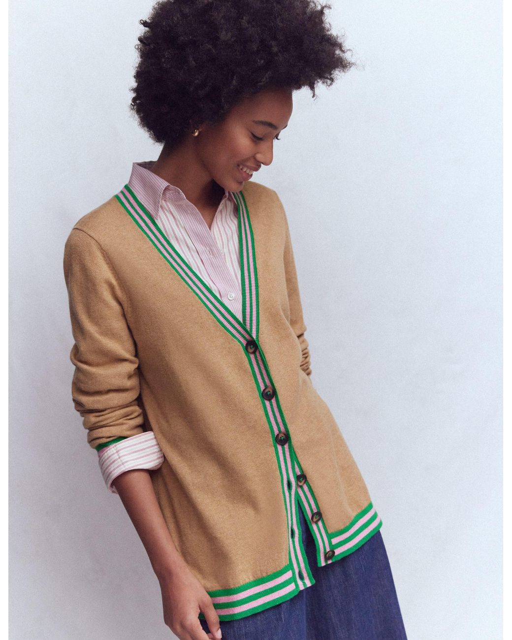 Boden V Neck Longline Cardigan in Brown | Lyst