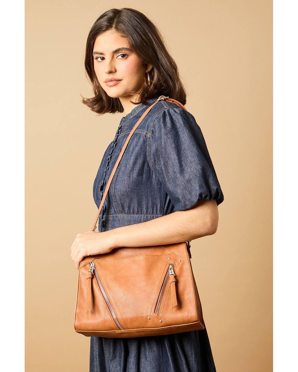 Oasis Joanna Faux Leather Shoulder Bag in Blue | Lyst