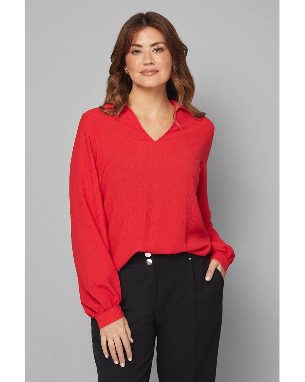 Wallis Collared Woven Blouse | Lyst