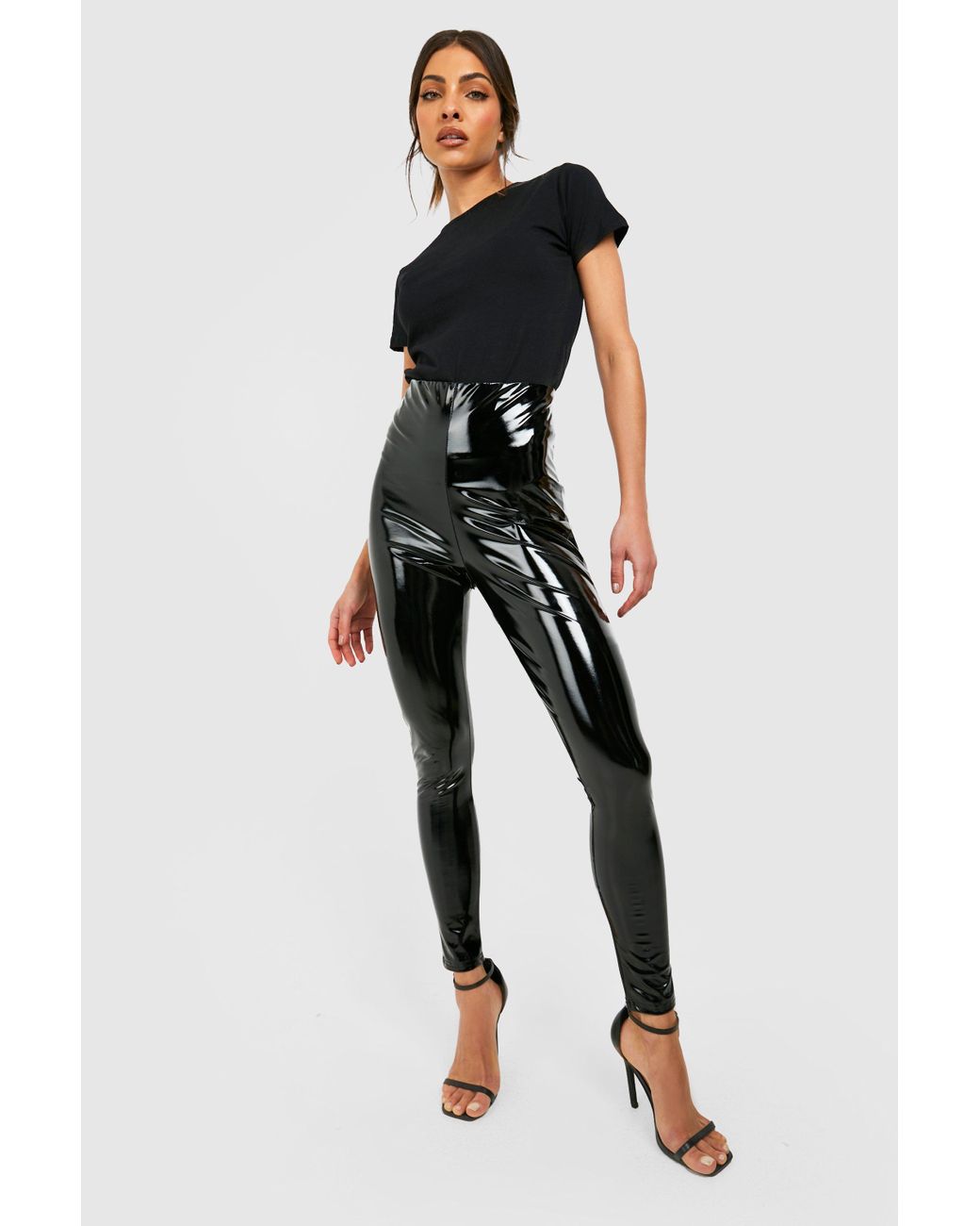 Details 105 High Waisted Vinyl Leggings Super Hot Vn