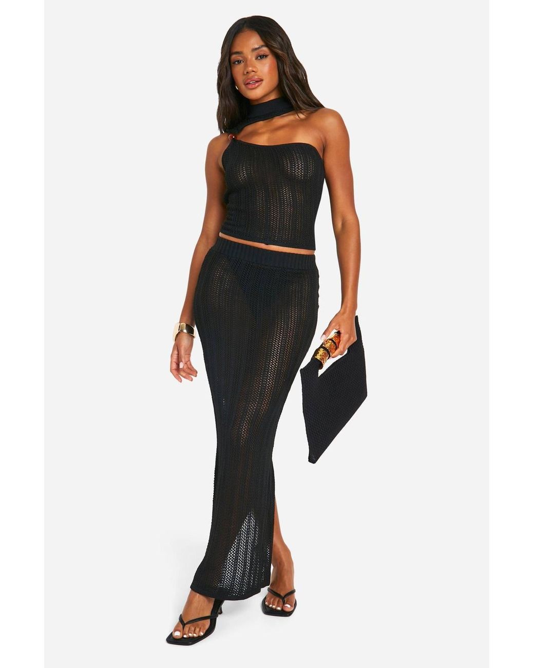 Boohoo Beaded Cutout Maxi Co-ord in Blue | Lyst