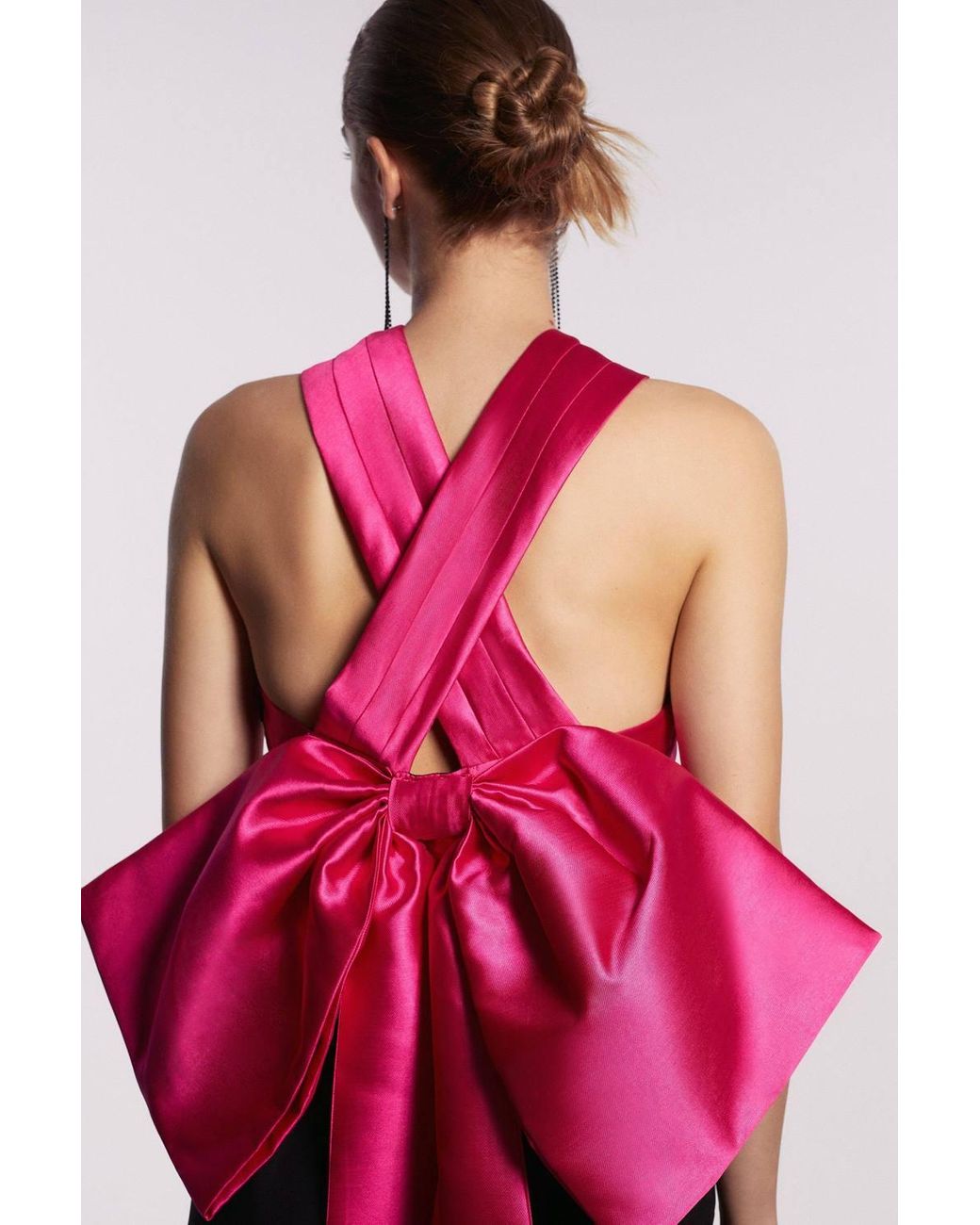 Coast Cross Over Front Bow Back Maxi Dress in Pink | Lyst