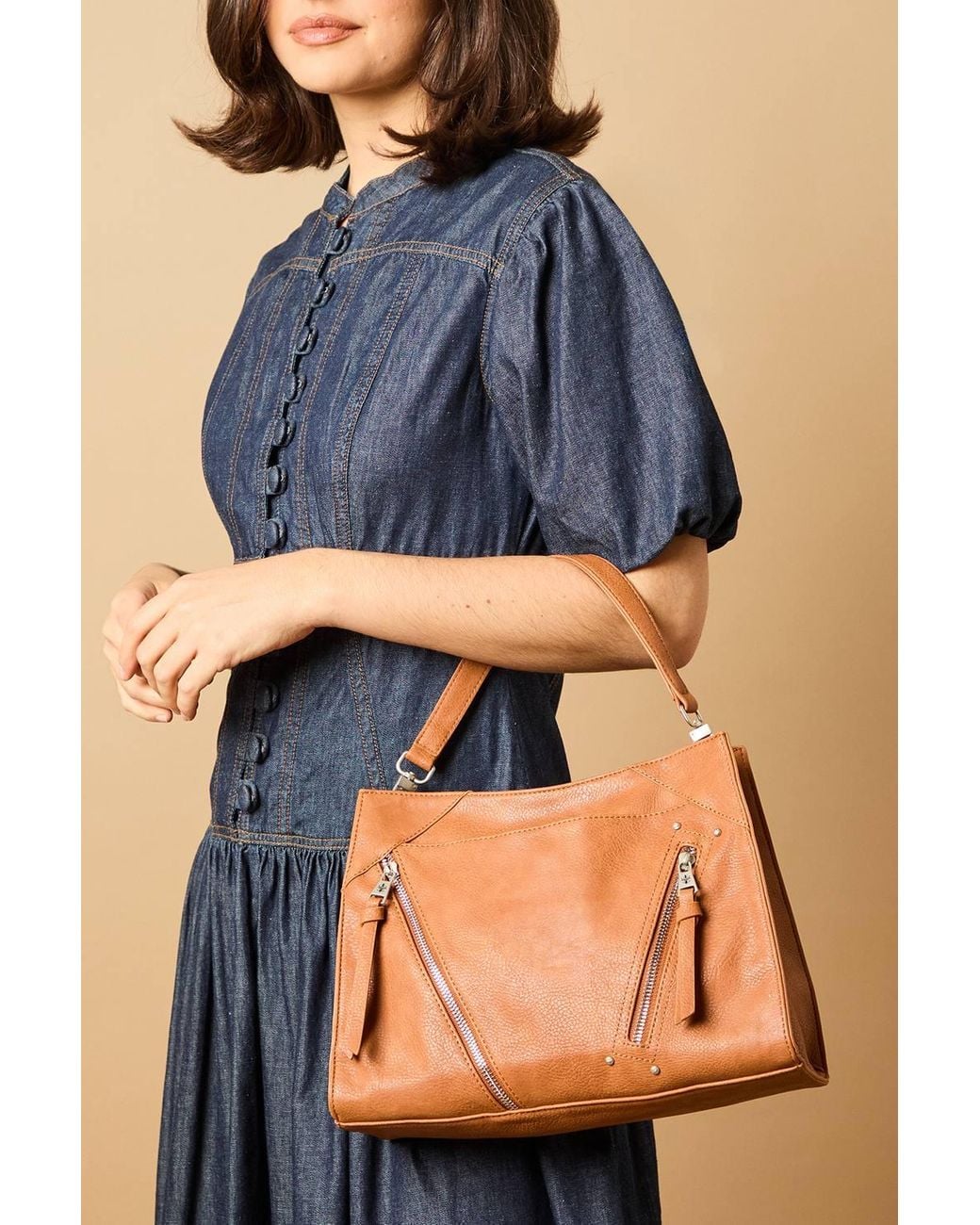 Oasis Joanna Faux Leather Shoulder Bag in Blue | Lyst