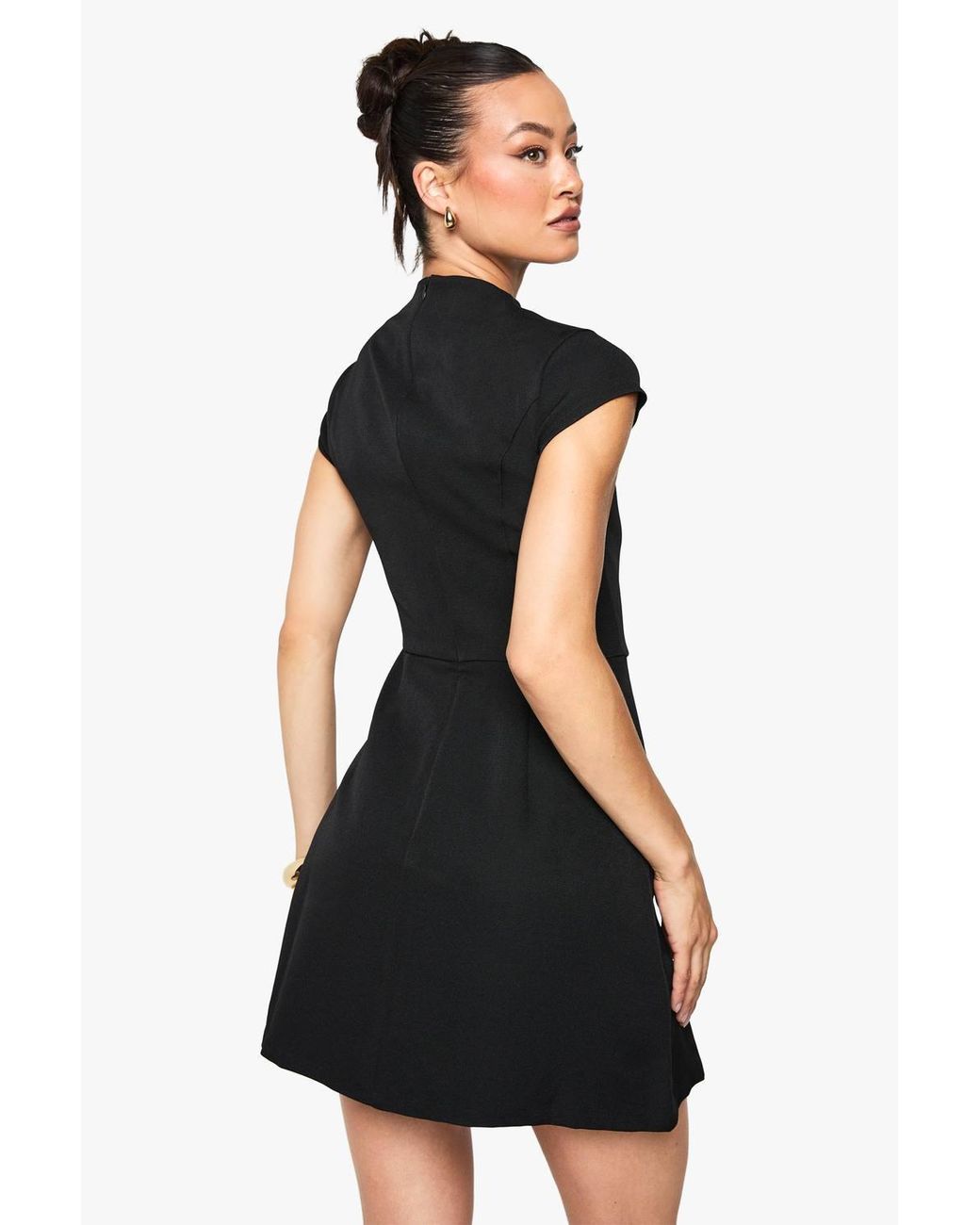 Boohoo Tall High Neck Structured Tailored Mini Dress in Black | Lyst