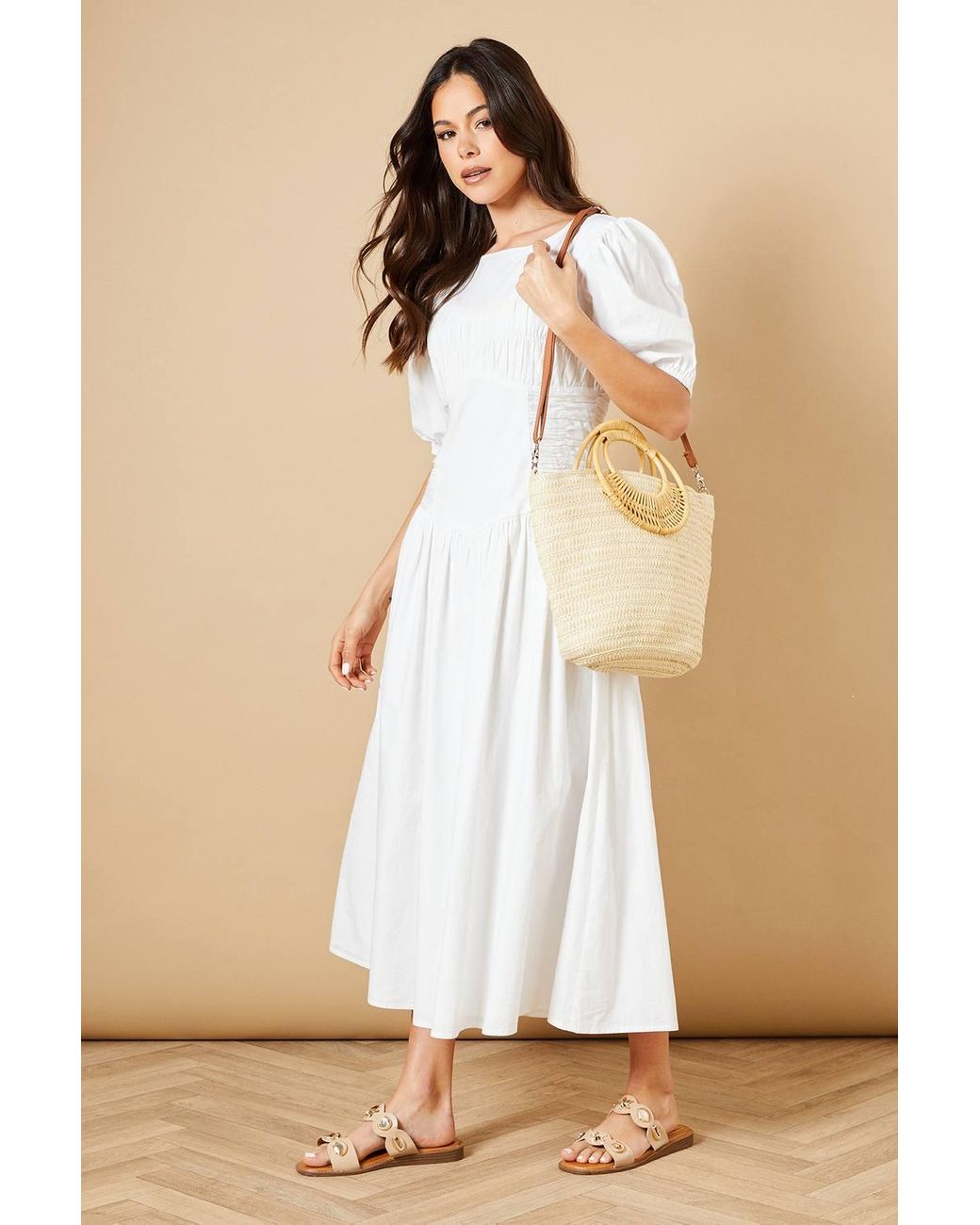 Oasis Soraia Rattan Detail Tote Bag in Natural | Lyst
