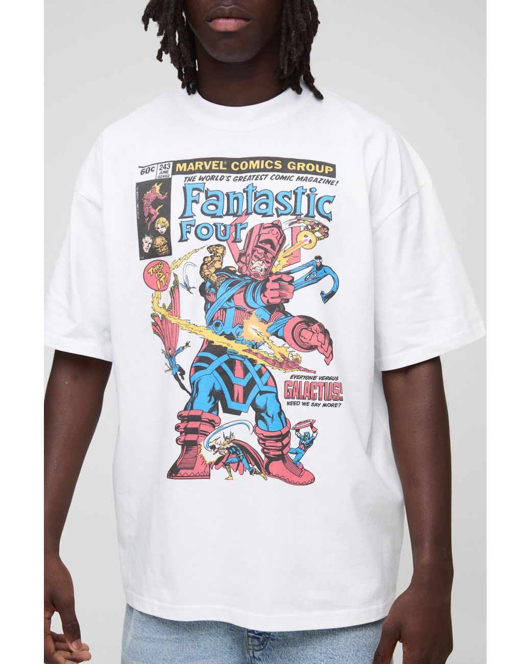 Boohoo Oversized Extended Neck Marvel Fantastic Four License T-Shirt in ...
