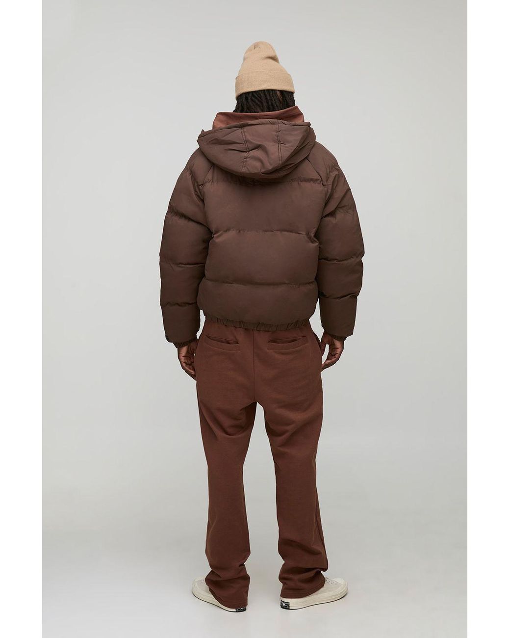 BoohooMAN Man Regular Fit Hooded Puffer Coat In Brown for Men | Lyst