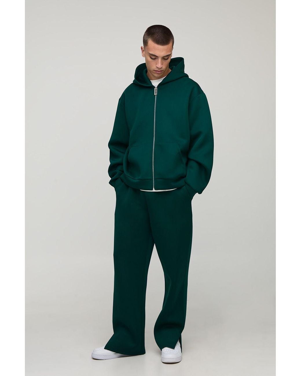 BoohooMAN Oversized Boxy Bonded Scuba Zip Through Hooded Tracksuit in ...