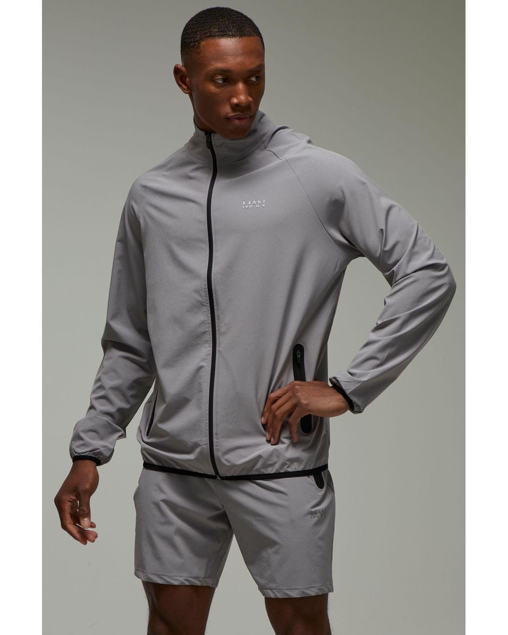 BoohooMAN Active Pro Stretch Woven Zip Through Tracksuit in Gray for ...