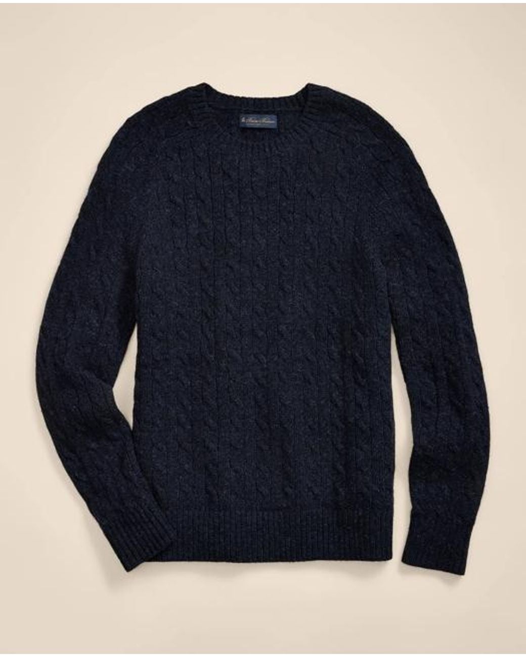 Brooks Brothers Shetland Wool Cable Knit Sweater in Blue for Men | Lyst