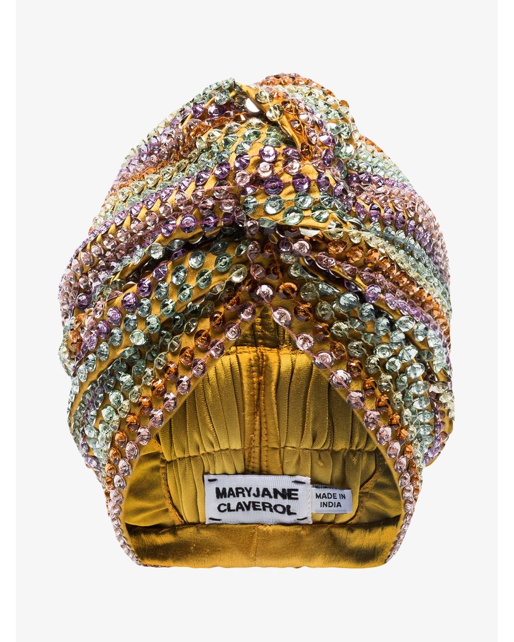 MaryJane Claverol Multicoloured Malibu Beaded Sequin Turban in Yellow ...