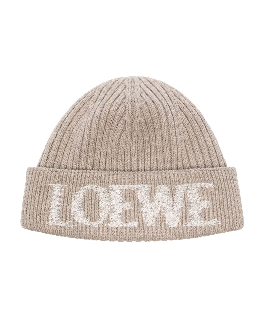 Loewe Logo Wool Beanie in Natural | Lyst UK