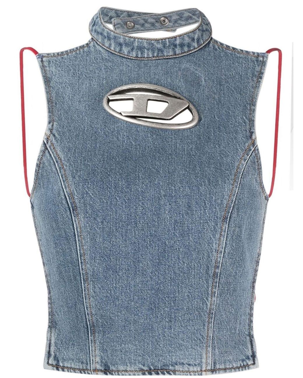 Diesel Cropped Denim Top In Blue Lyst