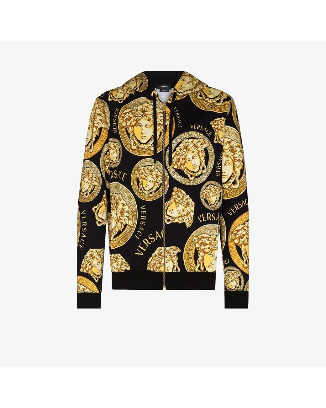 Versace Cotton Medusa Amplified Print Zip-up Hoodie in Black for Men - Lyst