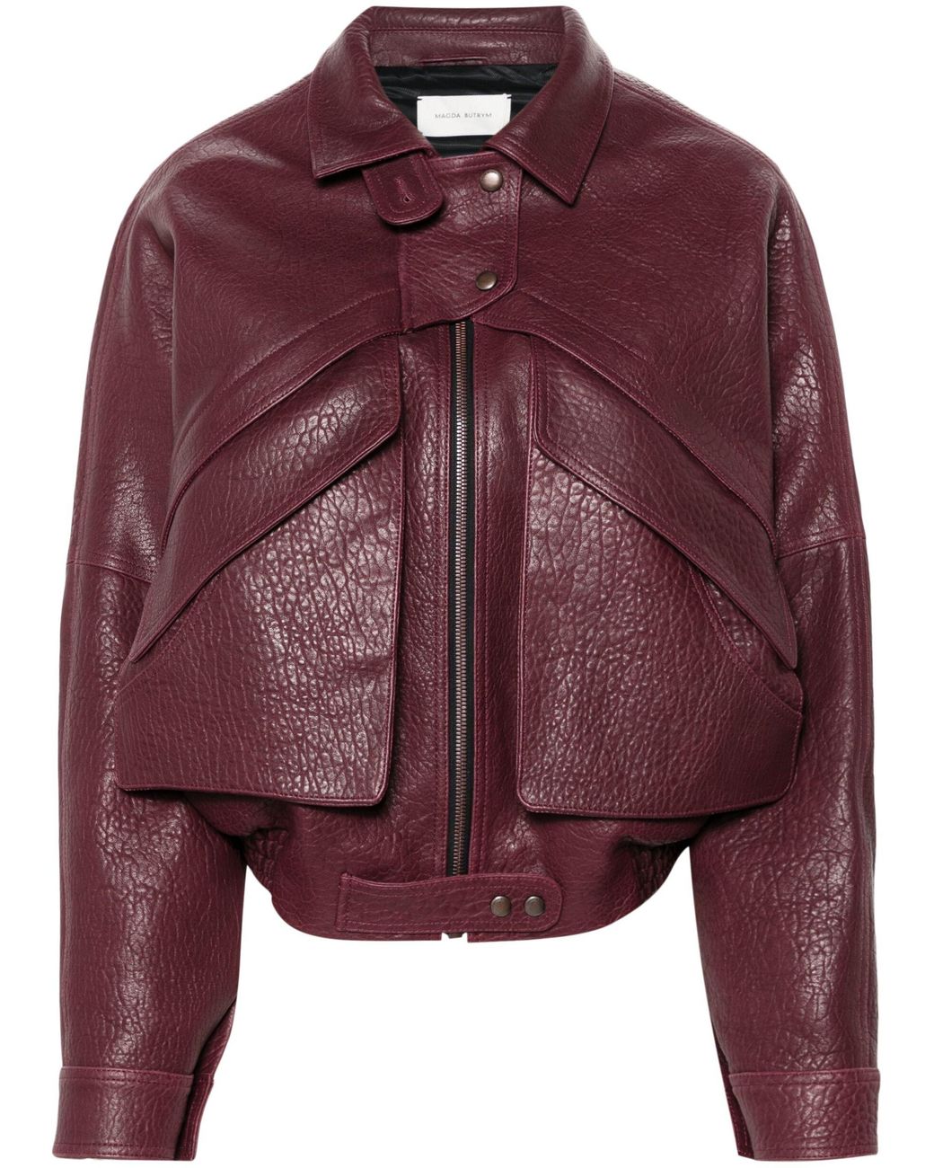 Magda Butrym Cropped Leather Jacket in Red | Lyst