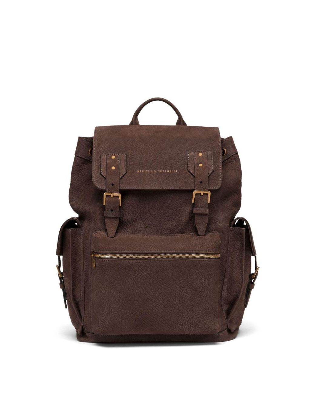 Brunello Cucinelli Logo-print Leather Backpack in Brown for Men | Lyst