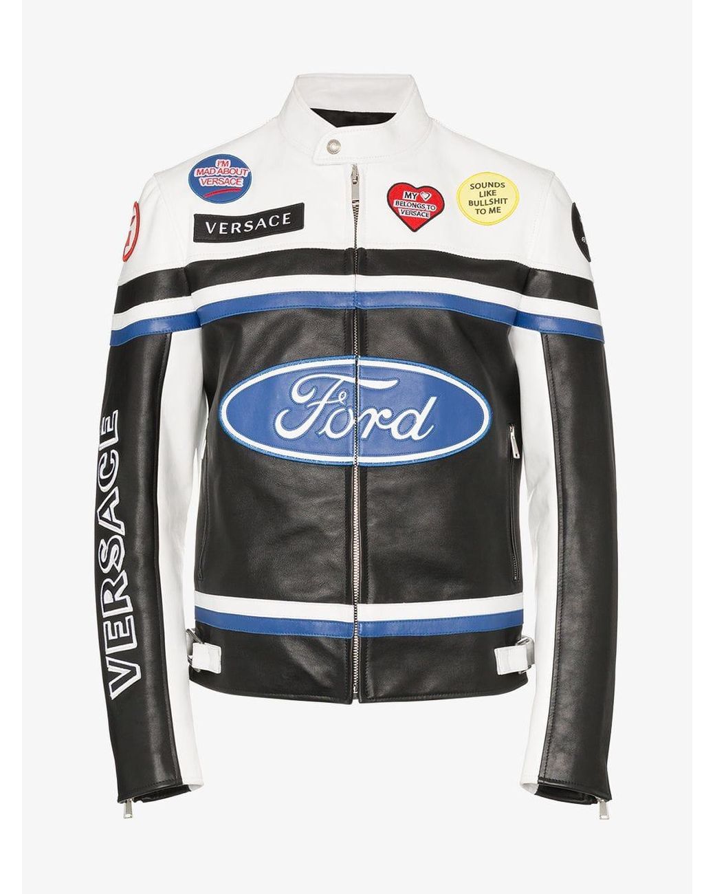 Versace X Ford Race Logo Biker Jacket in Black for Men | Lyst