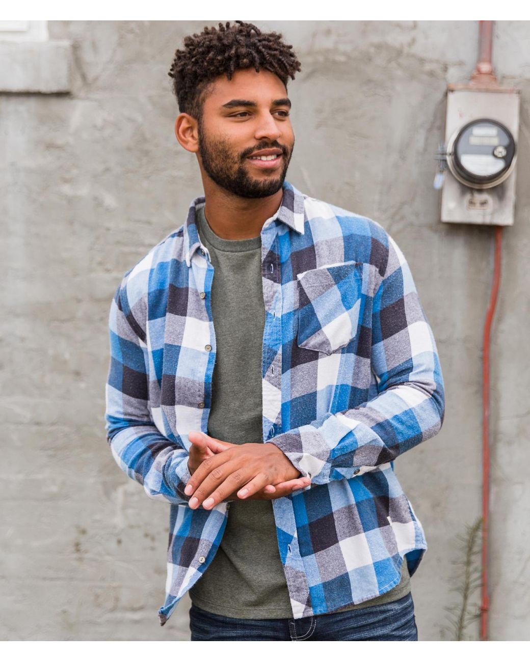 Departwest Washed Flannel Shirt in Blue for Men | Lyst