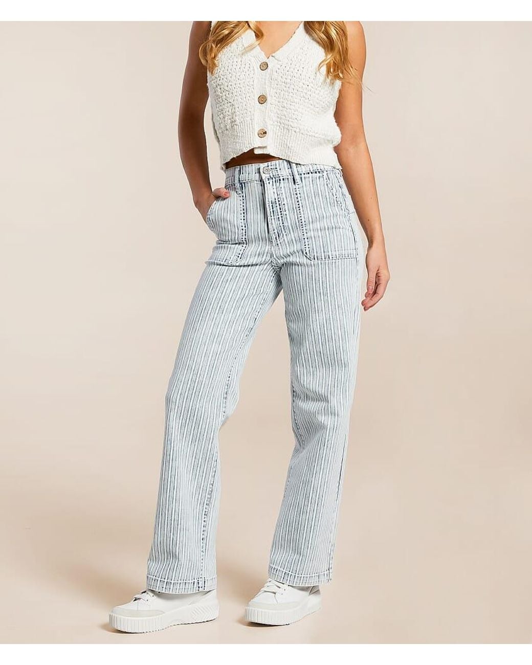 Hidden Jeans Striped Logan Dad Jean in Blue | Lyst