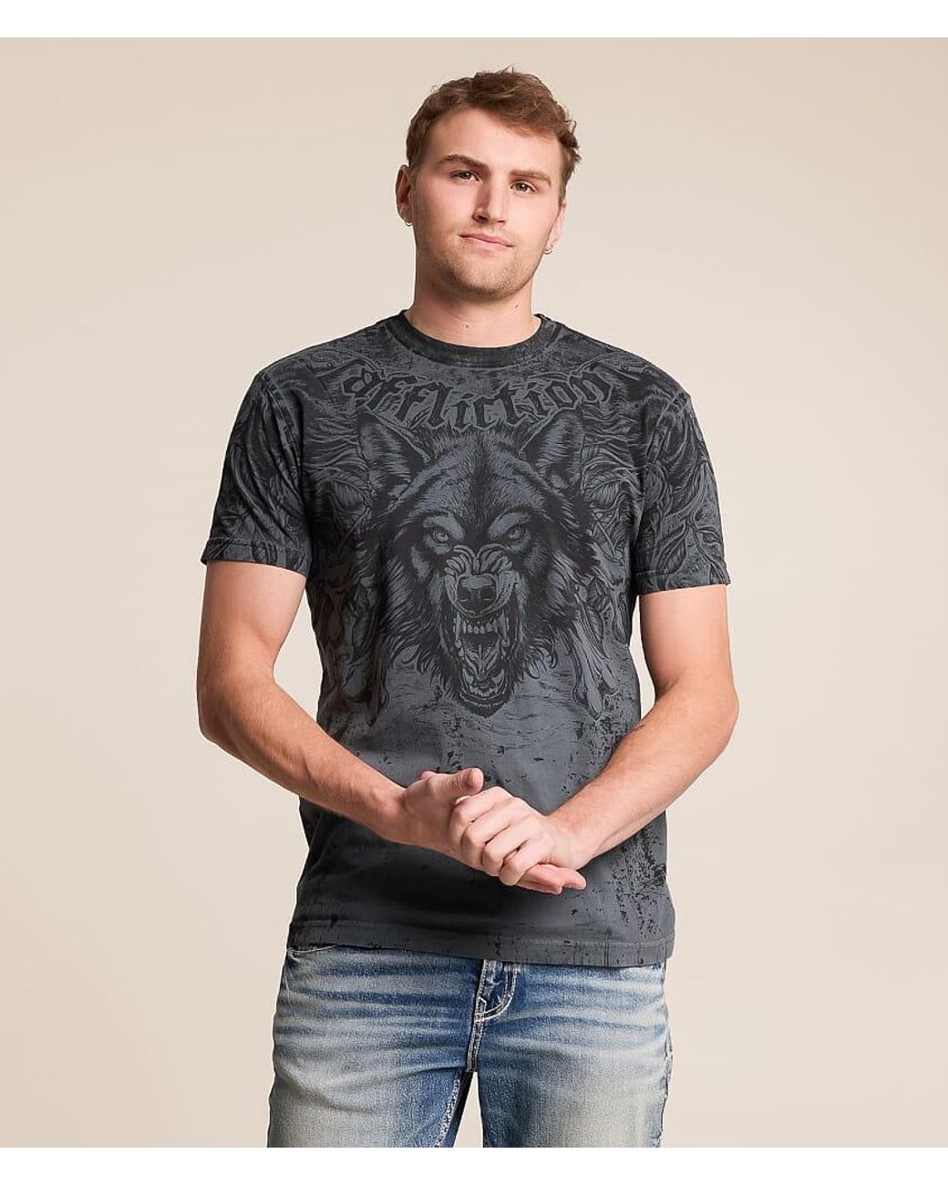 Affliction Bleak Moon T-Shirt in Gray for Men | Lyst