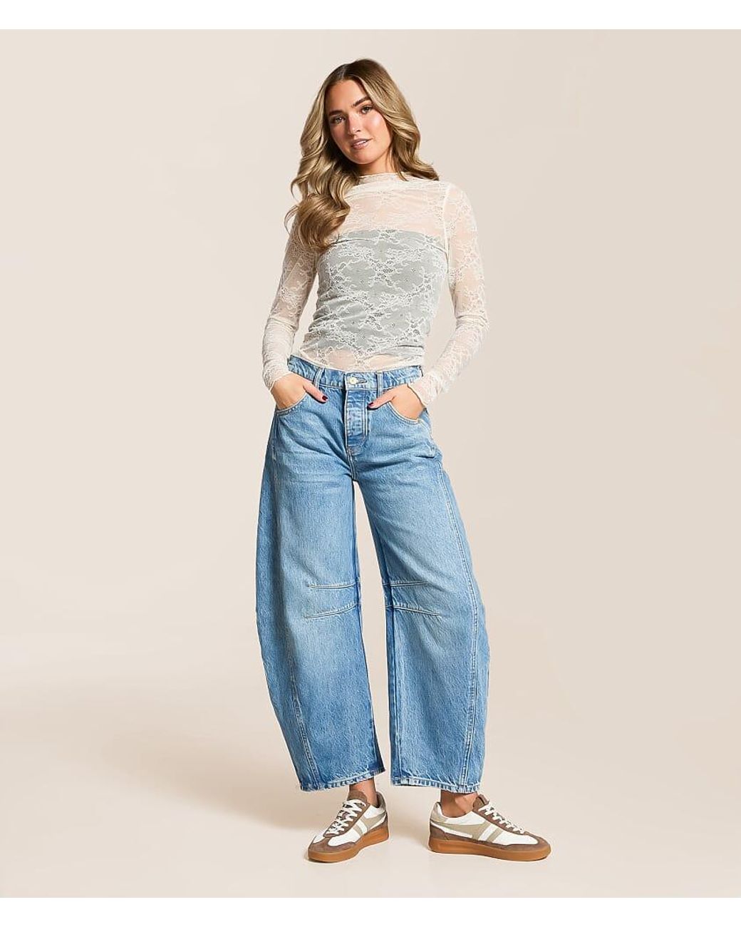 Free People We The Free Good Luck Mid-Rise Barrel Jean in Blue | Lyst