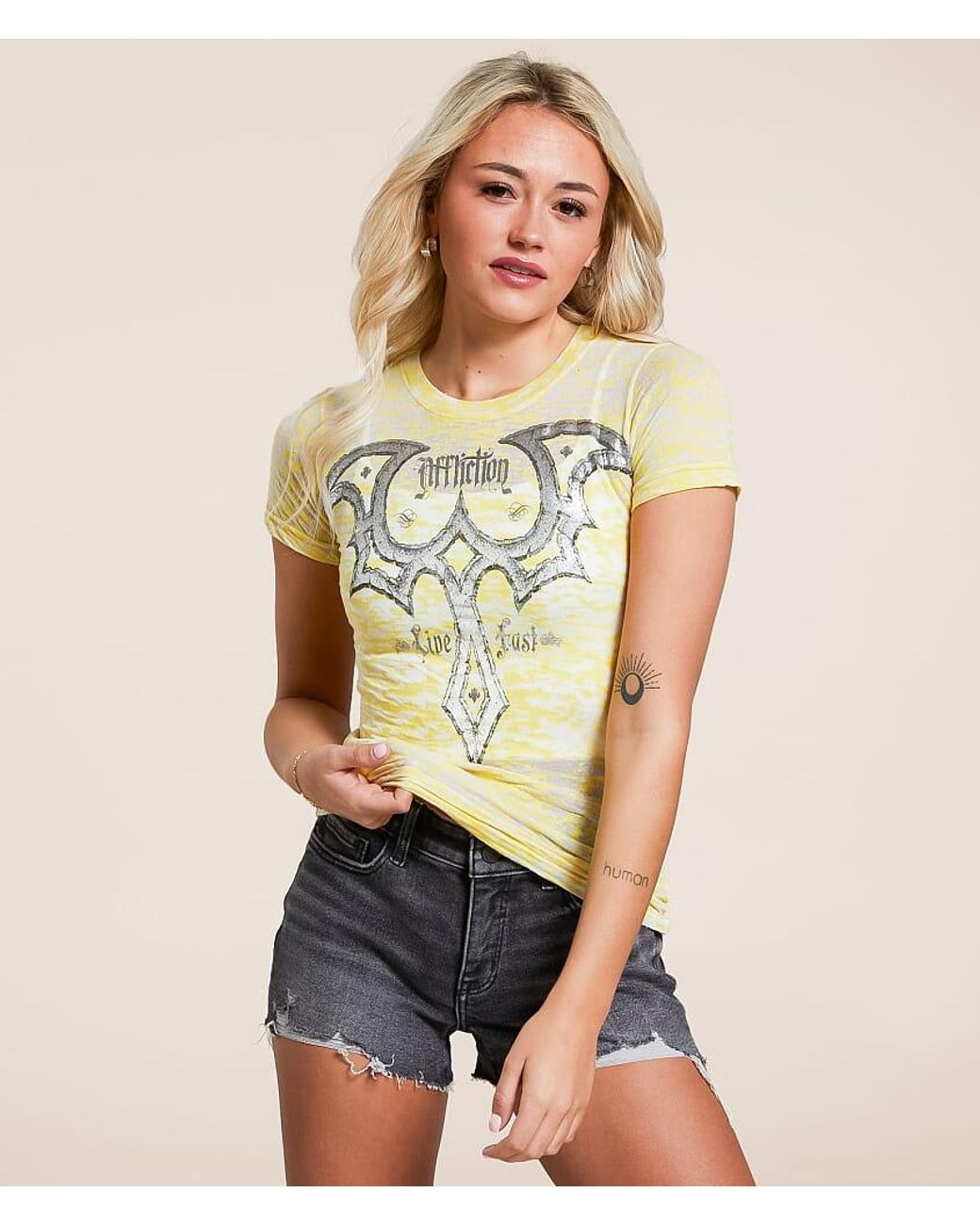 Affliction Death Blade Burnout T-Shirt in Natural | Lyst