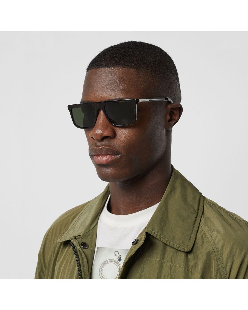 Burberry Straight brow Sunglasses in Green for Men Lyst