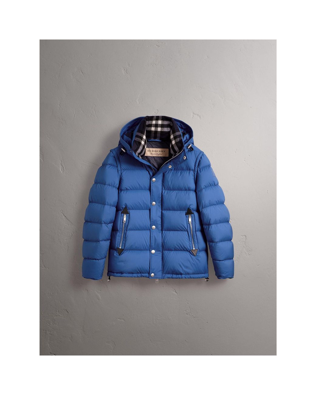 Burberry Detachable sleeve Down filled Puffer Jacket in Blue for Men Lyst UK