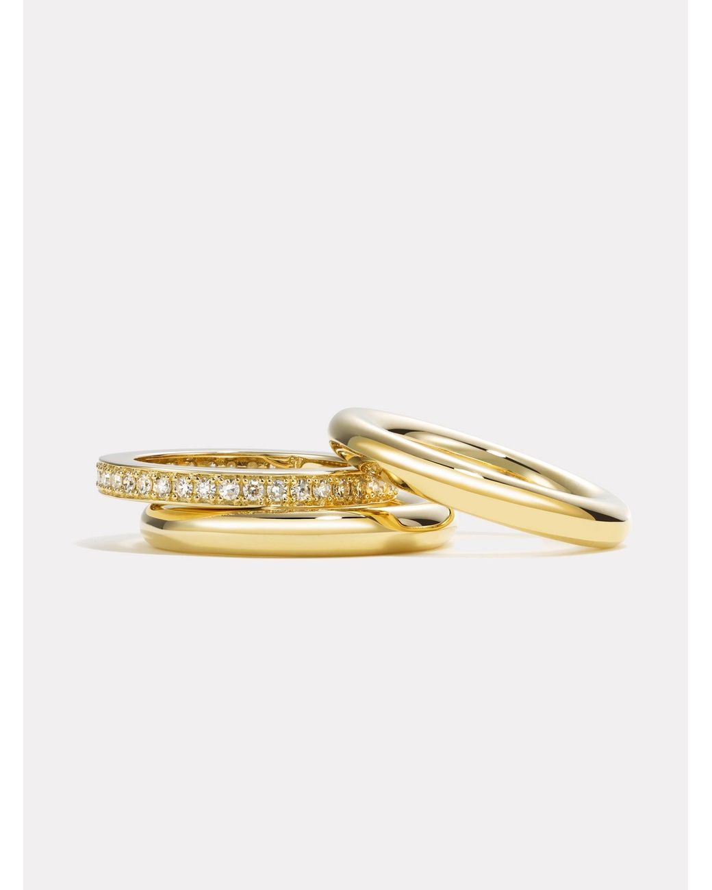 BY PARIAH Triple & Diamond Pinky Ring Stack in Metallic | Lyst UK