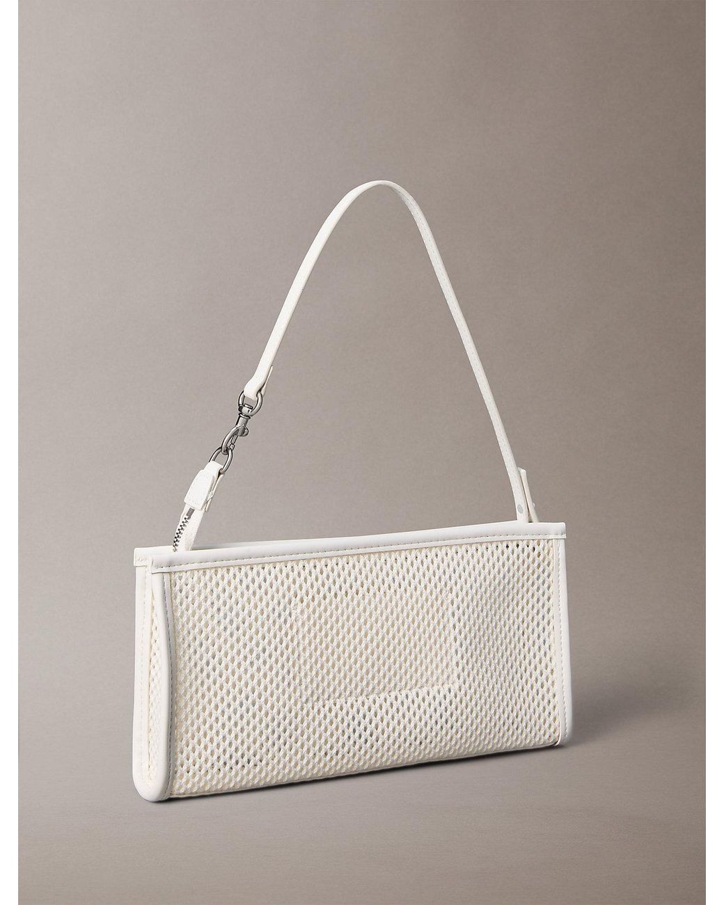Calvin Klein Convertible Mesh Logo Shoulder Bag in Natural | Lyst UK