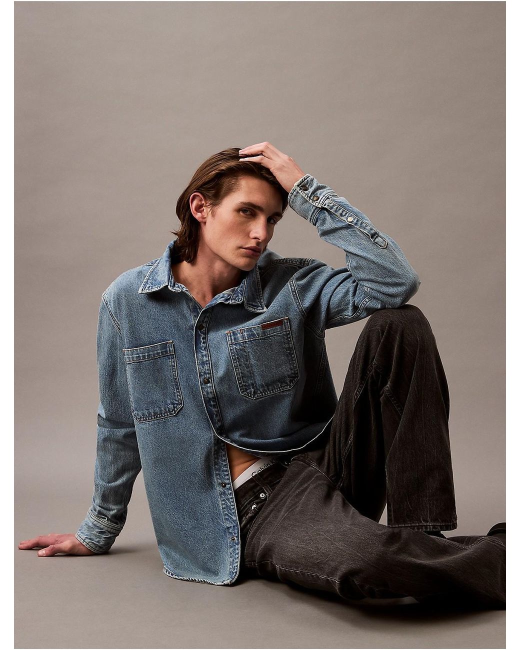 Calvin Klein Lean Overshirt in Gray for Men | Lyst