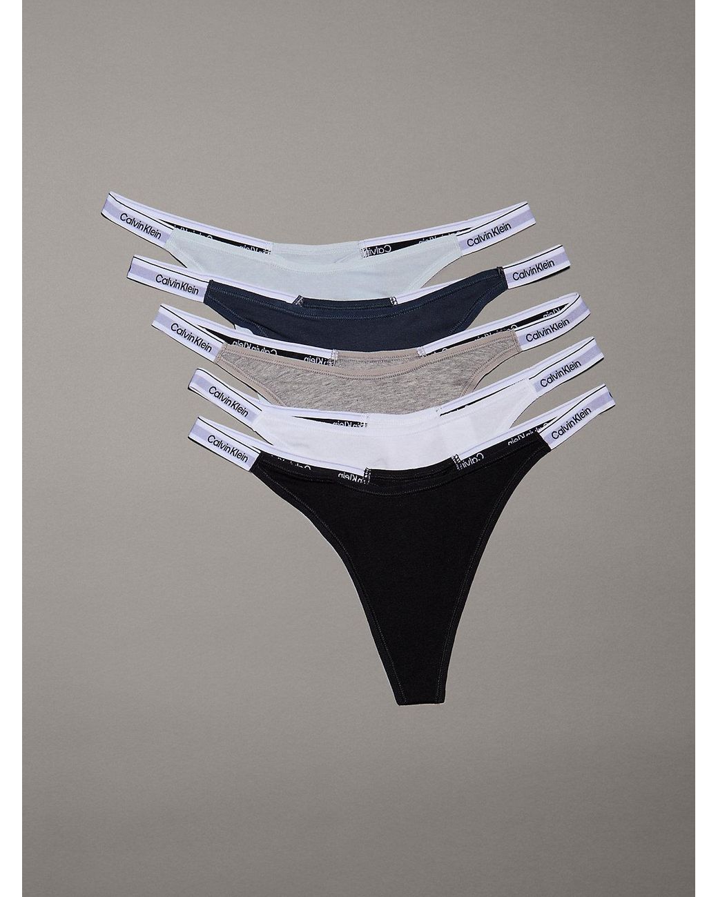 Calvin Klein 5 Pack String Thongs in Grey | Lyst UK