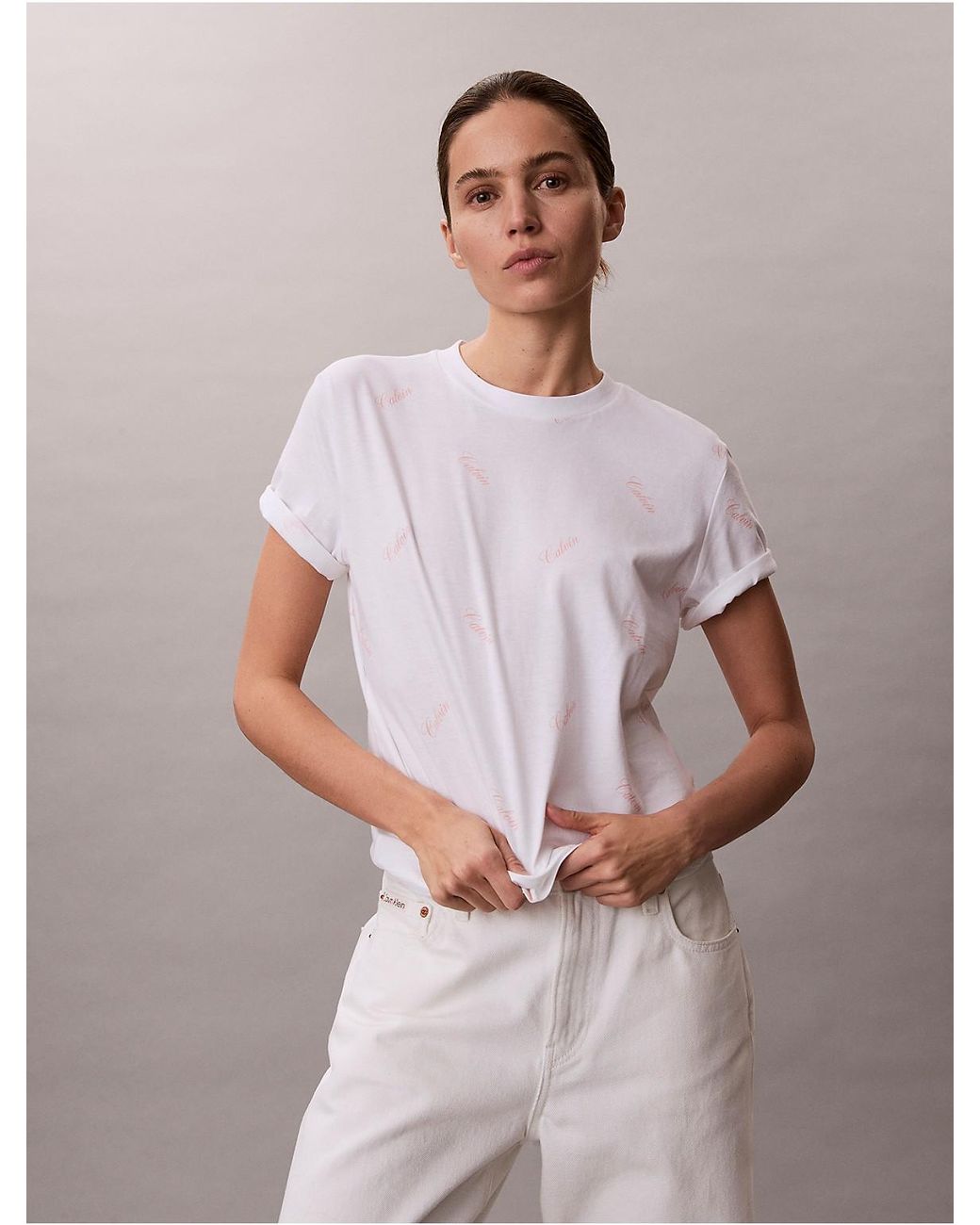 Calvin Klein Calvin Klein Allover Script Logo Classic T-Shirt | Lyst