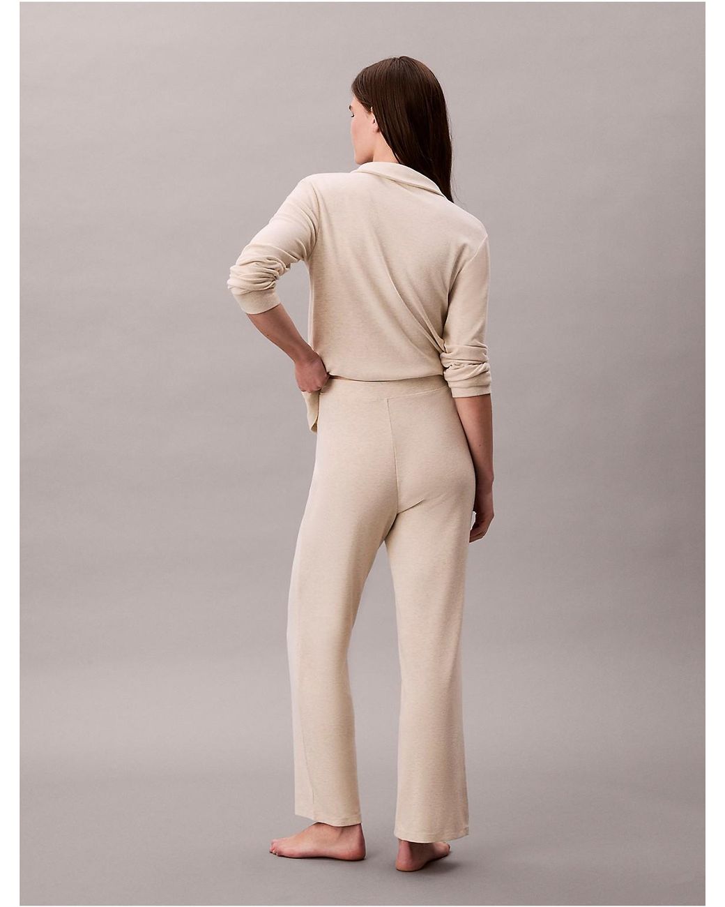 Calvin Klein Brushed Interlock Pants in Natural | Lyst