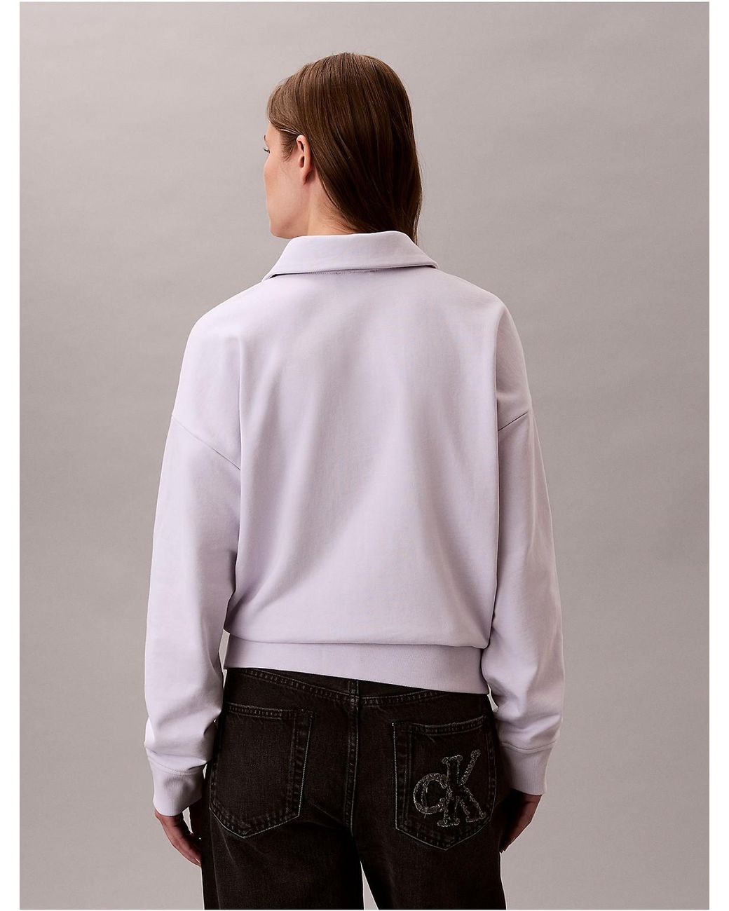 Calvin Klein Calvin Klein French Terry Script Logo Graphic Quarter Zip ...