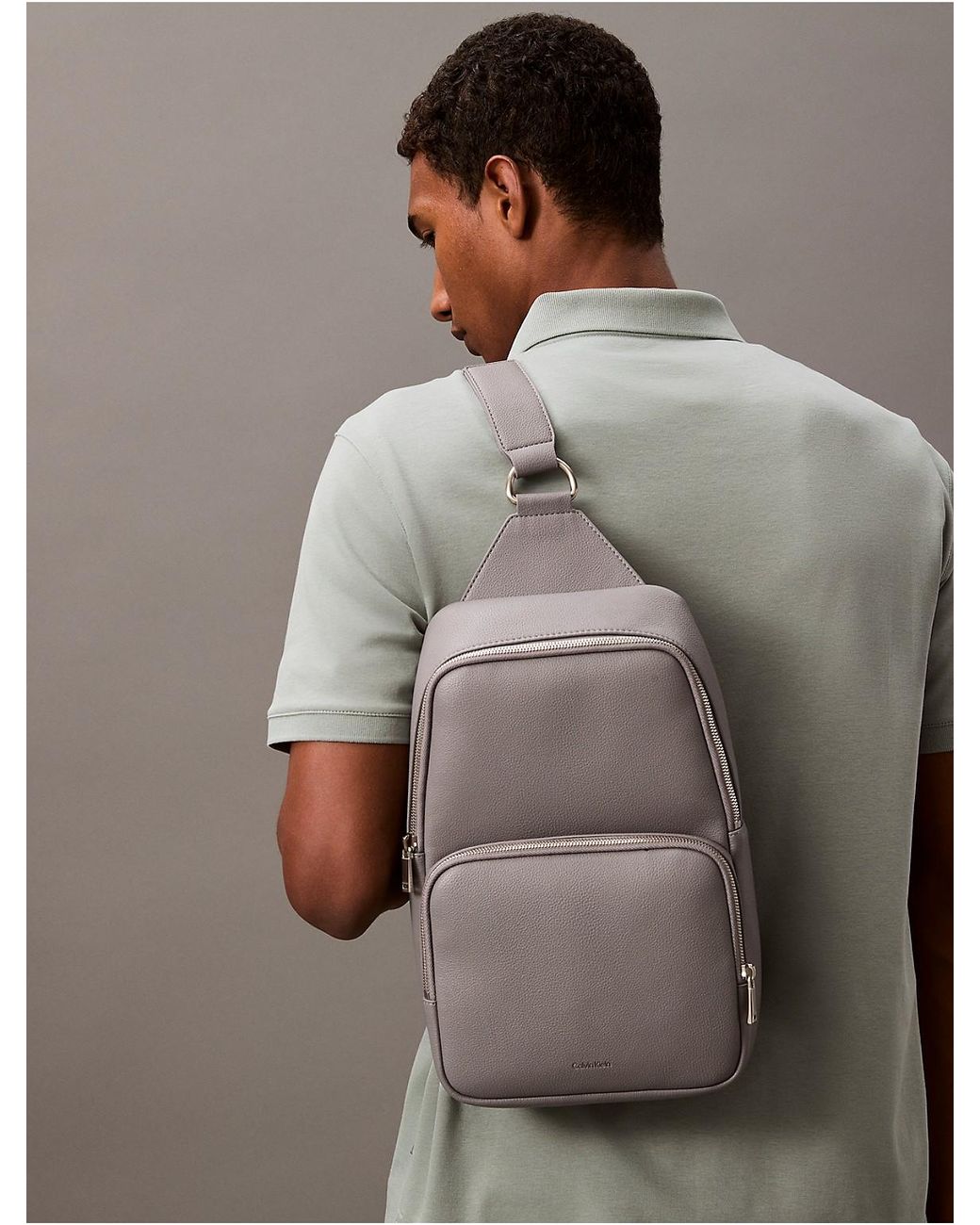 Calvin Klein Micro Pebble Sling Bag in Gray for Men | Lyst