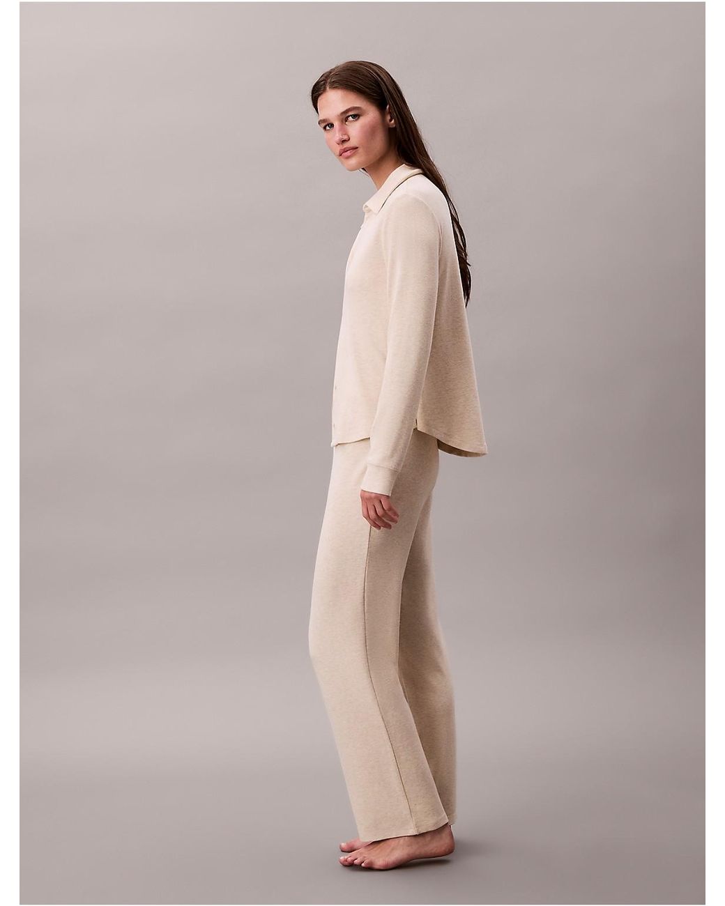 Calvin Klein Brushed Interlock Pants in Natural | Lyst