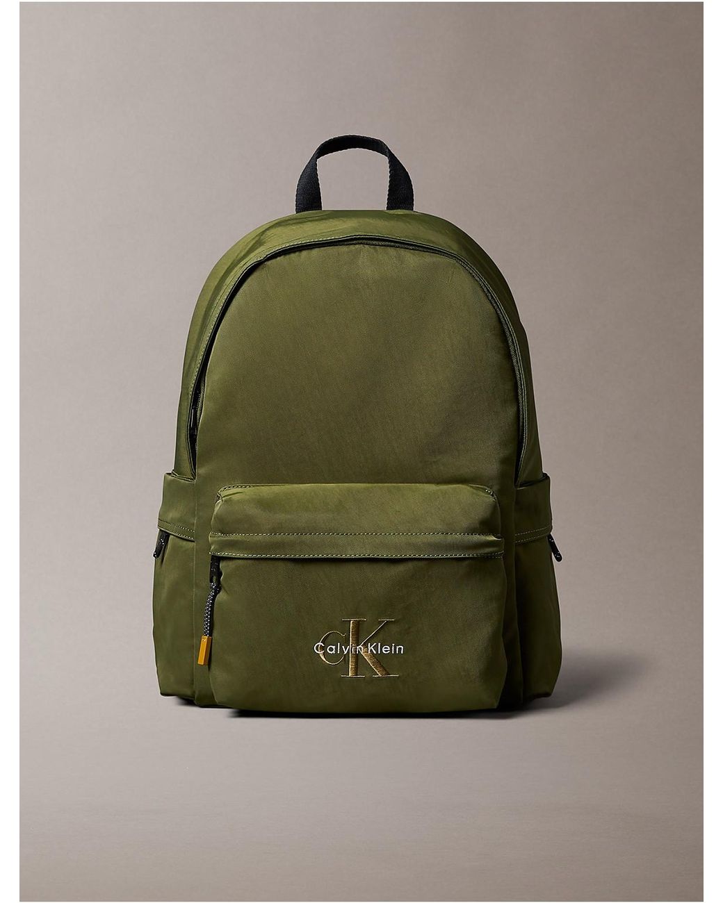 Calvin Klein Nylon Monologo Round Backpack in Green for Men | Lyst