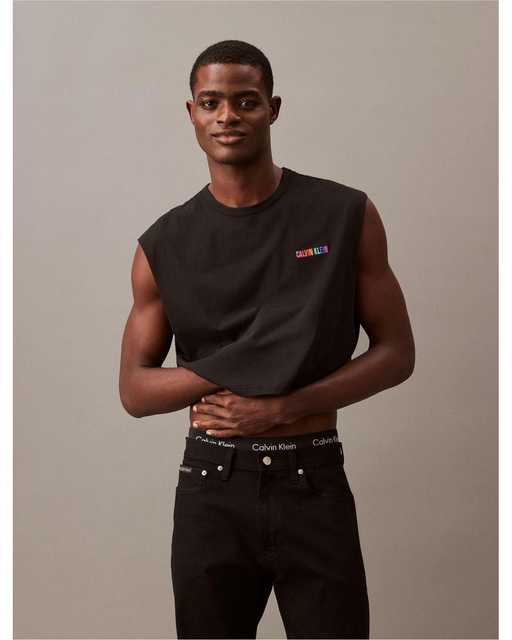 Calvin Klein Intense Power Pride Cropped Muscle Tank in Brown for Men ...